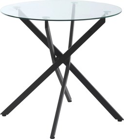 HOMCOM Kulatý Jídelní Stůl pro 4 Osoby, Kulatý Jídelní Stůl s Křížovými Nohami, Temperované Sklo, pro Jídelnu, Kuchyň, Ø80 x 75 cm, Moderní Design, Če