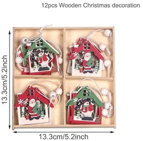 Vánoční dekorace - vánoční ozdobičky ze dřeva (12 ks v balení) Barva: 6