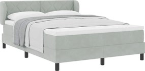 Postel s boxspringem s čelo Světle šedá 140 x 200 cm samet 3340442