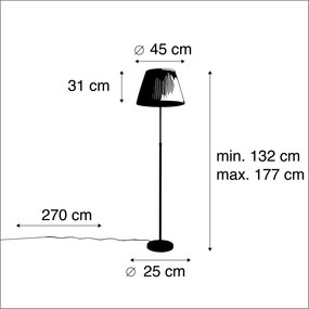 Stojací lampa černá s plisovaným stínítkem krémová 45 cm nastavitelná - Parte