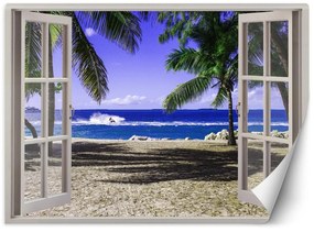 Gario Fototapeta Okno s výhledem na tropickou pláž Materiál: Vliesová, Rozměry: 140 x 100 cm