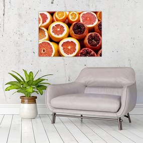 Skleněný obraz pomerančů a granátových jablek (70x50 cm)