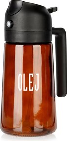 VILDE Skleněný rozprašovač a dávkovač na olej 2v1 450ml - hnědé sklo