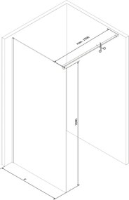 Mexen Kioto sprchová zástěna, 70x200 cm, 8 mm, chromový profil, čiré sklo-námraza, 800-070-101-01-35