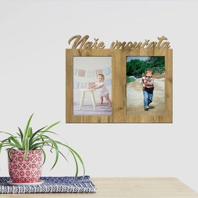 dřevo života Dřevěný fotorámeček Naše vnoučata Zvolte barvu dekoru: Dub zlatý, Zvolte velikost fotografie (cm): 10x15, Počet fotorámečků: 2