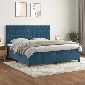 Box spring postel s matrací tmavě modrá 200x200 cm samet