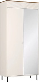 Skříň dvoudveřová se zrcadlem Evo 90x194.5x40 cm Kašmír / Dub castello