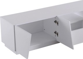 GL Store TV stolek 170 cm s lesklými dvířky, bílý