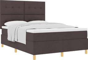 Postel s boxspringem s čelo Tmavě hnědá 140 x 190 cm textil 3339619