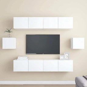 vidaXL 6dílný set TV skříněk dřevotříska [3078683] Barva: Bílá