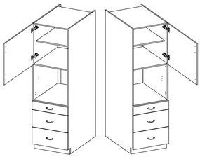 SIENA | vysoká skříňka 60 DPS-210 3S 1F na vestavnou troubu | 60 cm | UNI | PREMIUM BOX | černá