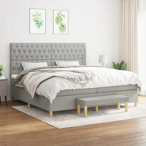 Box Spring Postel S Matrací Textil Světle Šedá Prošívaný design 200 x 200