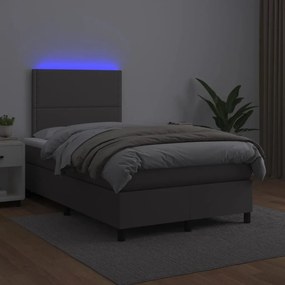 Box spring postel s matrací a LED šedá 120 x 190 cm umělá kůže 3270291