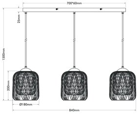 Globo 15965-3H - Lustr na lanku DICHTI 3xE27/40W/230V