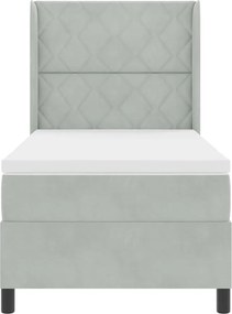 Postel s boxspringem s čelo Světle šedá 90 x 200 cm samet 3342044