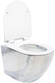 Rea Carlos, závěsná WC mísa Rimless 495x370x355 mm + toaletní sedák z duroplastu, imitace kamene Granit matný, REA-C8003