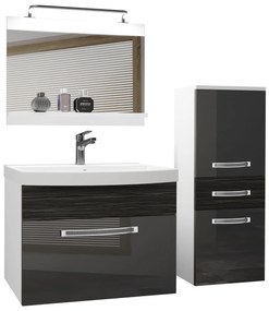 Koupelnový nábytek Belini Premium Full Version šedý lesk / královský eben + umyvadlo + zrcadlo + LED osvětlení Glamour 32