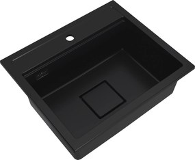 Gamma Quadro 5850, 1-komorový granitový dřez 580x495x220 mm, černá, GMA-ZLE000229
