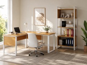 Vysoký kancelářský regál Houseland Nuvia Stack 90 cm dub/bílý