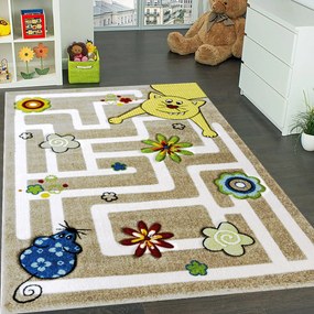 BE Dětský koberec Smart Kids 22303 BEIGE - béžový obdélníkový, bludiště Rozměr: 120x180 cm
