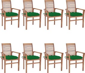 vidaXL Jídelní židle 8 ks podušky masivní teak [3072993] Barva: Zelená