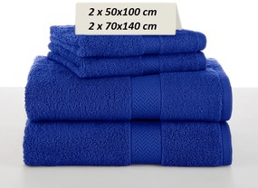 Sada 4 ručníků 2 x 50x100 cm 2 x 70x140 cm C0K Modrá