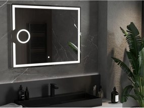 Mexen Onyx, LED koupelnové zrcadlo s podsvícením a kosmetickým zrcátkem 100x80 cm, 6000K, ochrana proti zamlžování, 9813-100-080-611-00