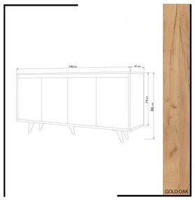 Komoda SHANS 86x140 cm hnědá/bílá