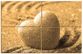 Obraz na plátně - Kámen ve tvaru srdce na písku 1161FE (150x100 cm)