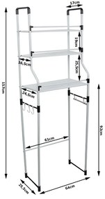 Verk Group Stojící police nad pračkou wc koupelnový stojan skříňka 3 police
