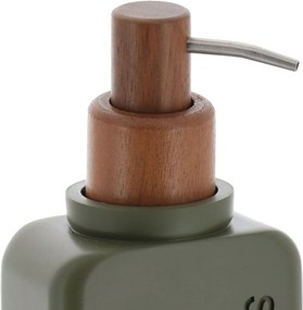 Dávkovač mýdla Salva, olivový/s dřevěnými prvky, 300 ml