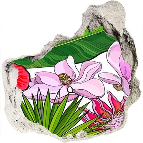 Wallmuralia Nálepka 3D díra samolepící Hawajské květiny 75x75 cm