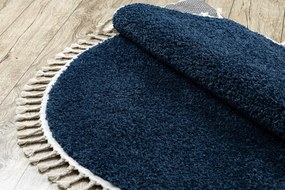 Dywany Łuszczów, Kusový koberec Berber 9000 navy kruh, 120x120 (průměr) kruh, modrá, obývací pokoj