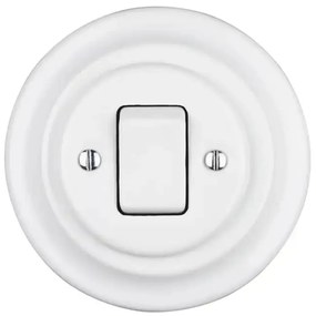 Bohemia-Design - Porcelánový retro jednoduchý vypínač s rámečkem č. 7 bílá 12357552