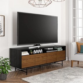 Černý TV stolek v dekoru dubu 157x58 cm Reznor - Støraa