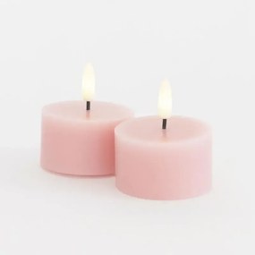 Sada LED čajové svíčky na baterie Sille Tealight, Ø 6 × 3,4 cm, jemně růžová, z pravého vosku, balení 2 ks