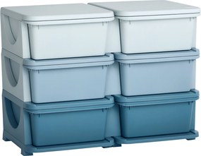 HOMCOM Dětská komoda s úložným prostorem, úložné boxy, organizér na hračky, truhla na hračky, šest úrovní pro dětský pokoj 3-6 let, nábytek pro děti,