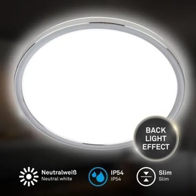 LED svítidlo BRILONER Pulap průměr 42cm 22W IP54 neutrální bílá chrom 3873018