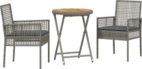 Zahradní bistro set 3 ks Šedá polyratan 3334968