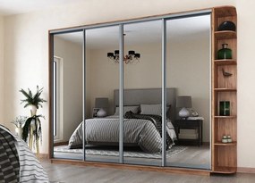 Casarredo - Komfort nábytek Šatní skříň REFLECTION 280 s výškou 240 cm, kraft zlatý/zrcadlo