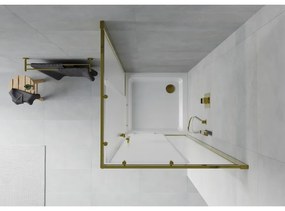 Mexen Rio čtvercový sprchový kout 80 x 80 cm, Vzor jinovatky, Zlatá + sprchová vanička Flat, Bílá - 860-080-080-50-30-4010G