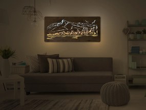 Li-Go "Hory s ptáky" světelný obraz 230V 110x50 cm provedení povrchu: dub světlý