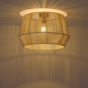 Plafondlamp zwart met beige papieren kap 50/50/30 - Cyl