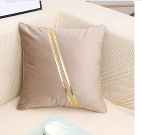 Luxusní sametový povlak na polštář se zlatým proužkem (45x45 cm) Barva: A - světlá khaki