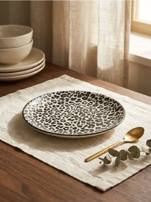 Sinsay - Keramické talíře s leopardím vzorem 2 pack - černá