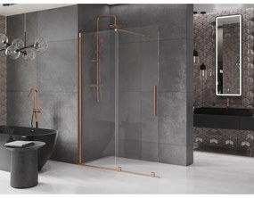 Mexen Velar, posuvné dveře do otvoru typ Walk-In 140 cm, 8mm čiré sklo, měděná matná, 871-140-000-03-65