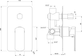 Sapho Sapho, MIXONA podomítková sprchová baterie, 2 výstupy, chrom, MG042