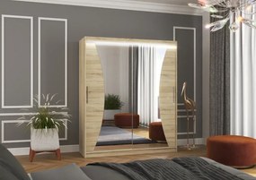 Posuvná skříň se zrcadlem a LED osvětlením CHARLOTTE 180