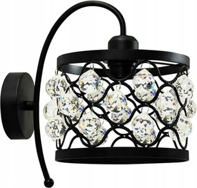 Nástěnná Led lampa Křišťály Glamour Abažur Lustr E27 Černá