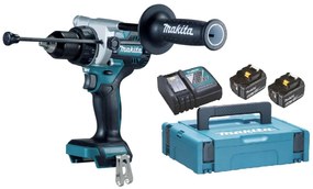 Makita - 18V AKU vrtačka s příklepem, 2x aku 5,0 Li-Ion, nabíječka DHP492RTJ